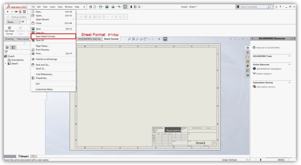 SOLIDWORKS Drawing Templates vs. Sheet Formats | Systematics